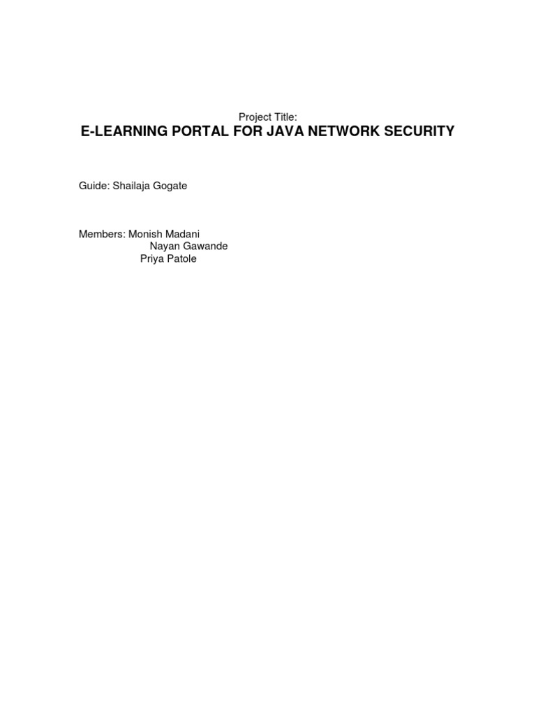E-Learning Portal For Java Network Security: Project Title | PDF ...