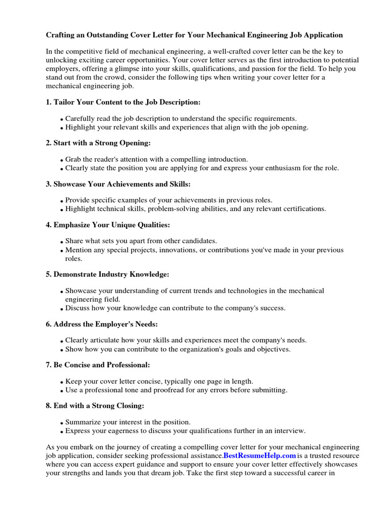 Cover Letter For Mechanical Engineering Job | PDF | Résumé | Engineering