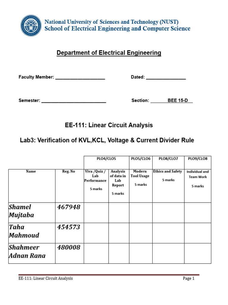 Lab 3 Report | PDF | Electrical Network | Resistor
