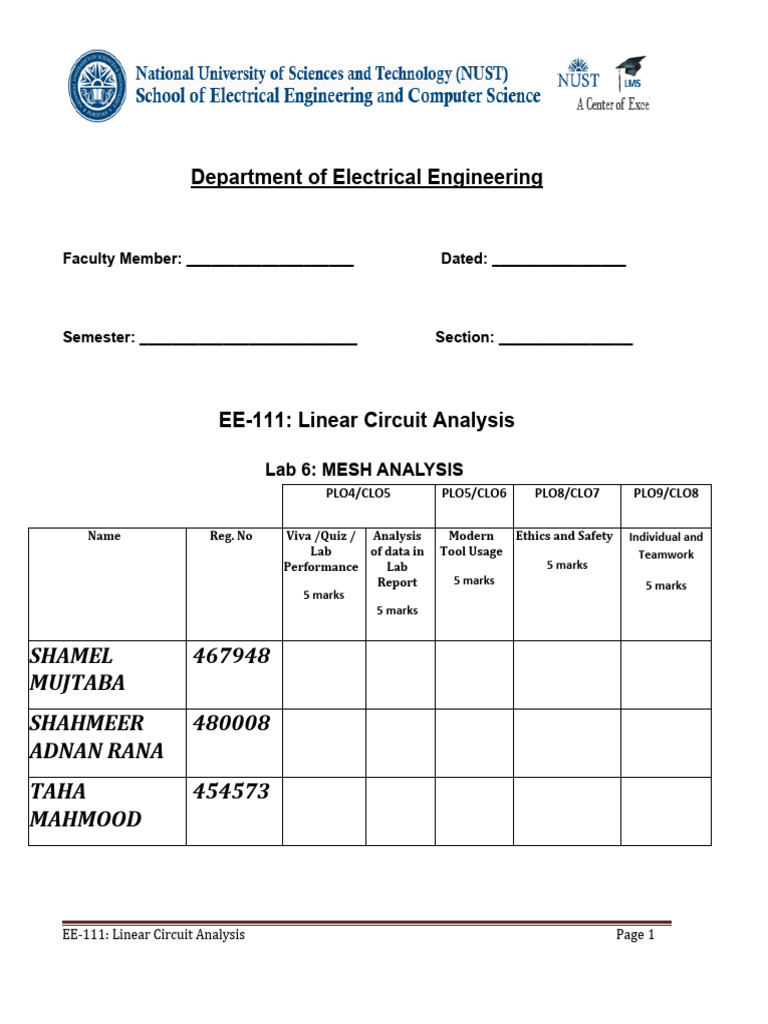 Lab 6 | PDF | Electrical Network | Computer Engineering