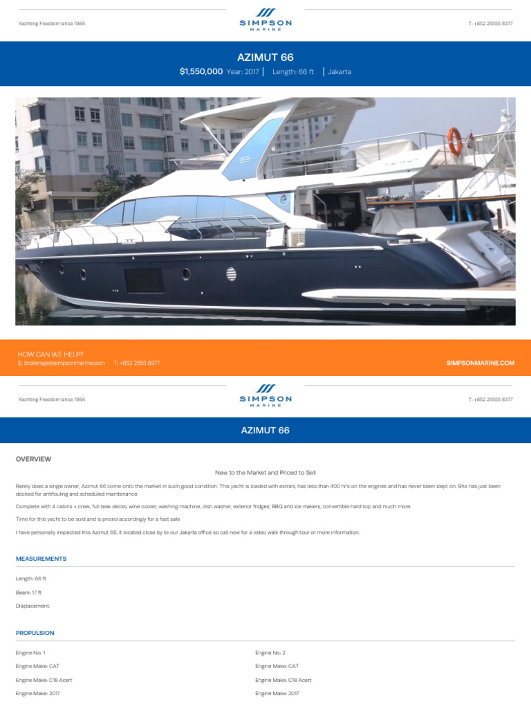 Azimut 66 | PDF | Yacht | Shipping