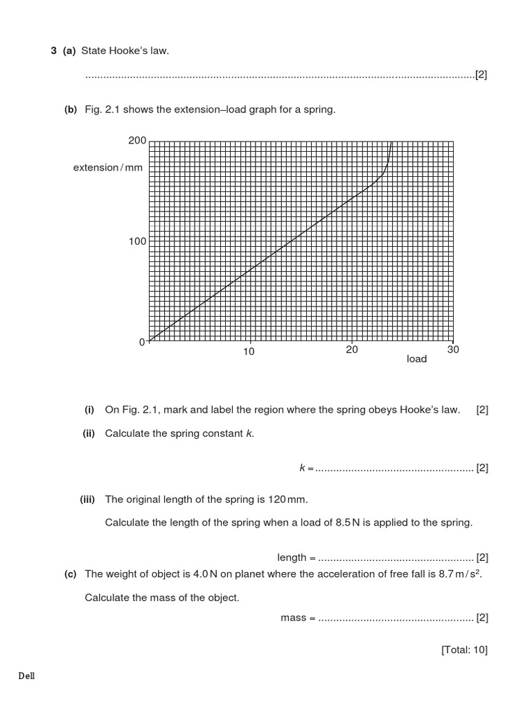 Worksheet Hooke's Law Yr 10 | PDF | Mechanical Engineering | Quantity