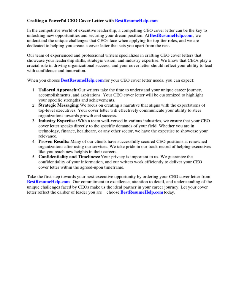 Ceo Cover Letter Tips | PDF