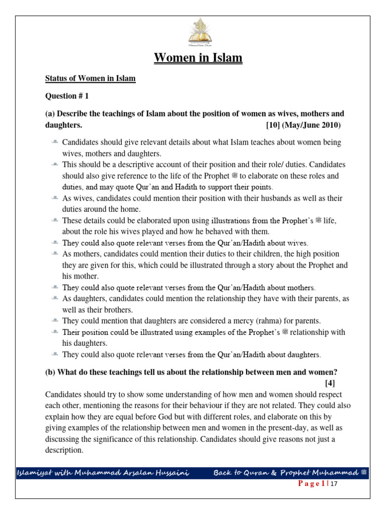 Women in Islam(MS), M,Arsalan Sajid | PDF | Muhammad | Abrahamic Religions