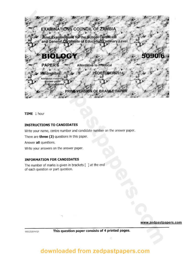 g12 Biology p6 2014 | PDF