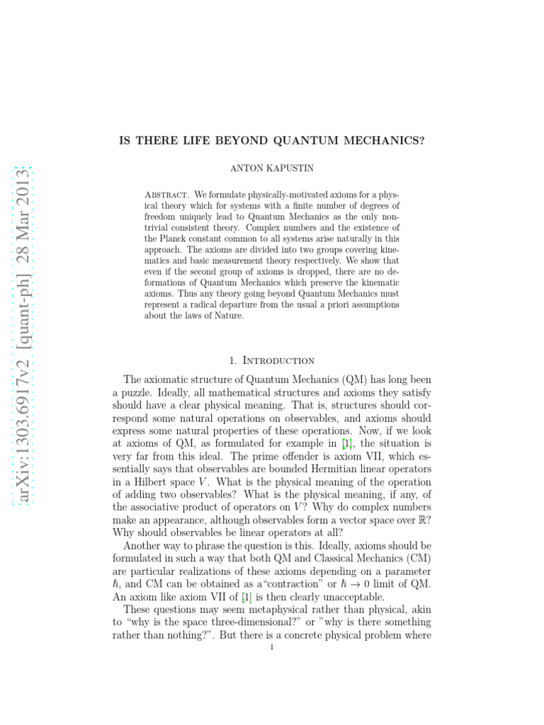 Is There Life Beyond Quantum Mechanics | PDF | Lie Algebra | Lie Groups