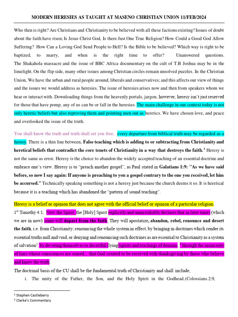 Modern Day Heresies | Download Free PDF | Jesus | Heresy