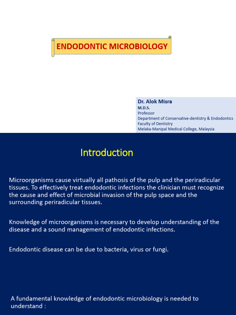 L25 Microbiology in Endodontics | PDF | Human Tooth | Inflammation