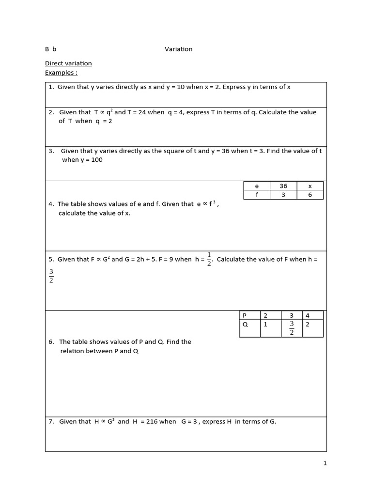 direct variation | PDF | Mathematics | Applied Mathematics