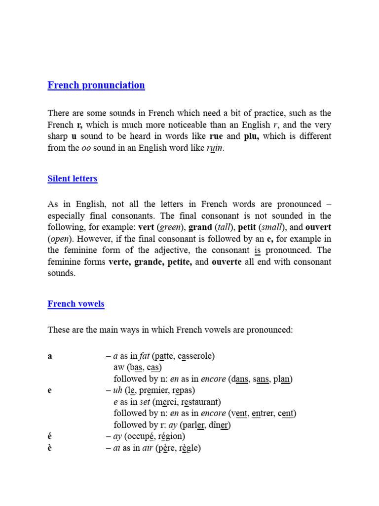 French Pronunciation Guide | PDF | Linguistics | Phonetics