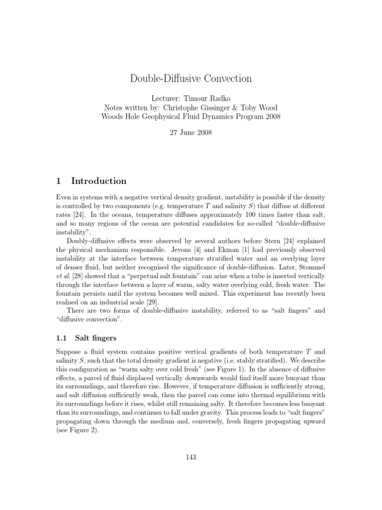 Double-Diffusive Convection, Lecture10 - 136325 | PDF | Convection | Oceanography