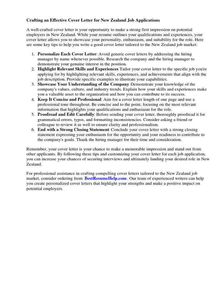 Good Cover Letter NZ | PDF