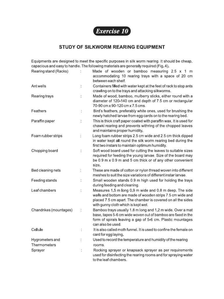 Ex - Silkworm Rearing Equipments | PDF