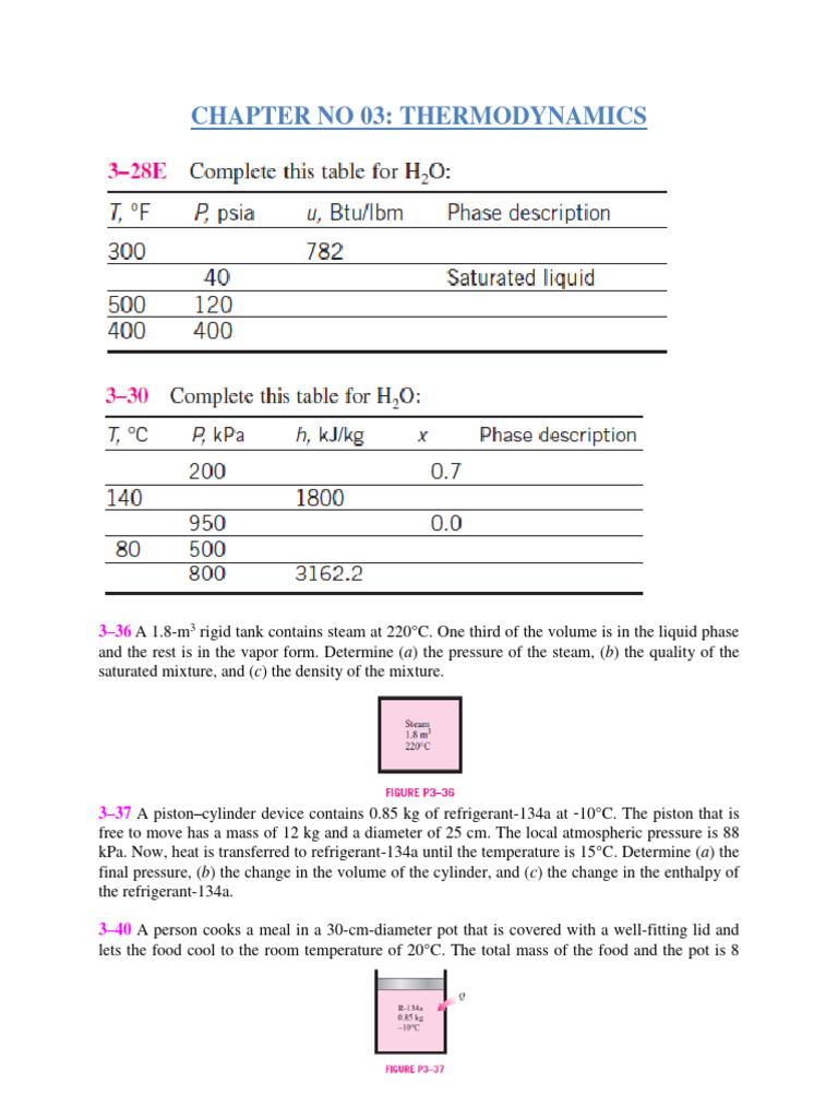 Practice Problem (Chap # 03) | PDF | Steam | Water