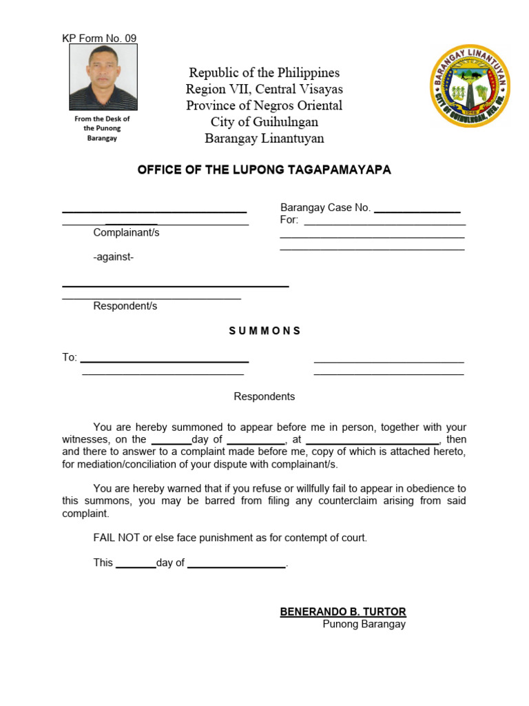 KP Form No. 09 A Summons | Download Free PDF | Summons | Complaint