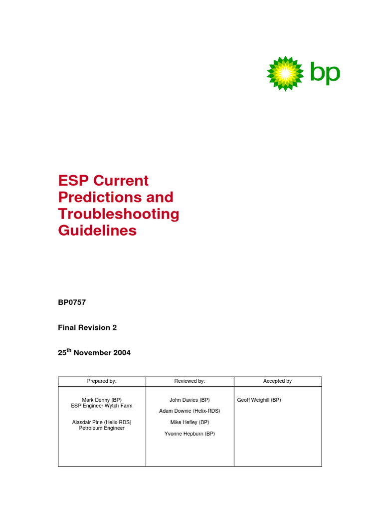 BP - ESP Troubleshooting Guidelines | PDF | Pump | Horsepower