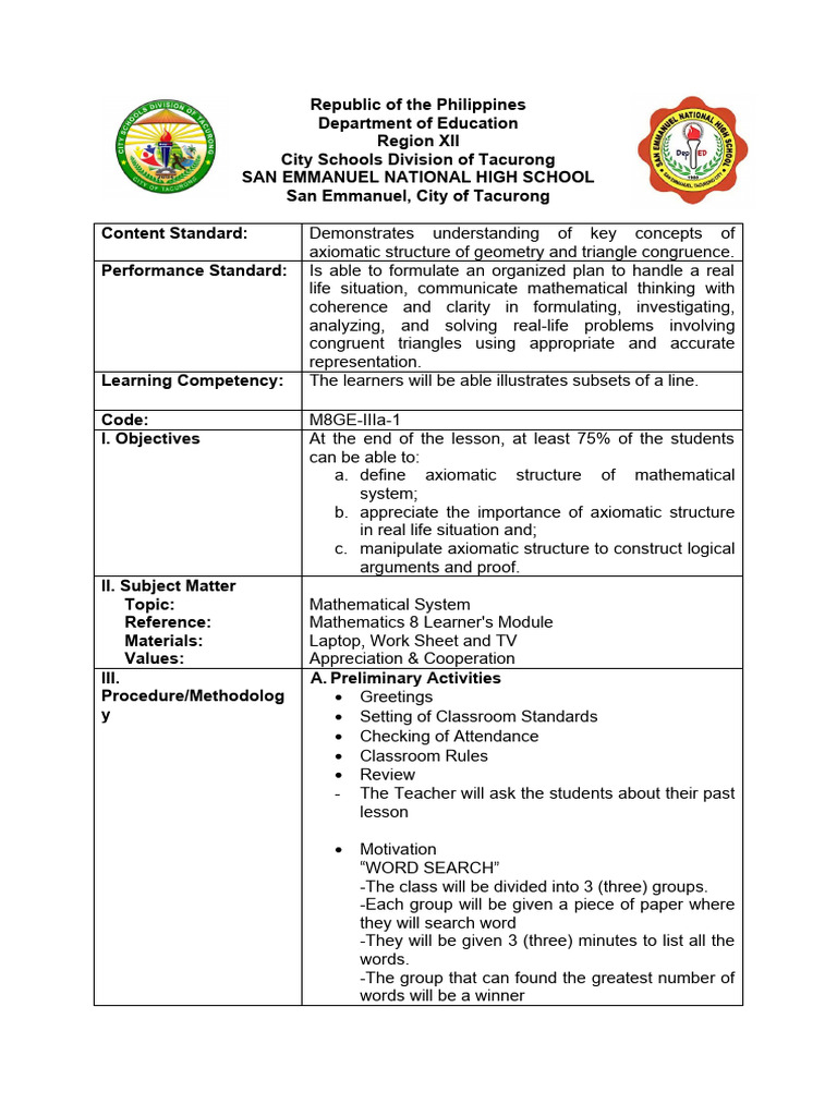 Grade 8-Mathematical System | PDF