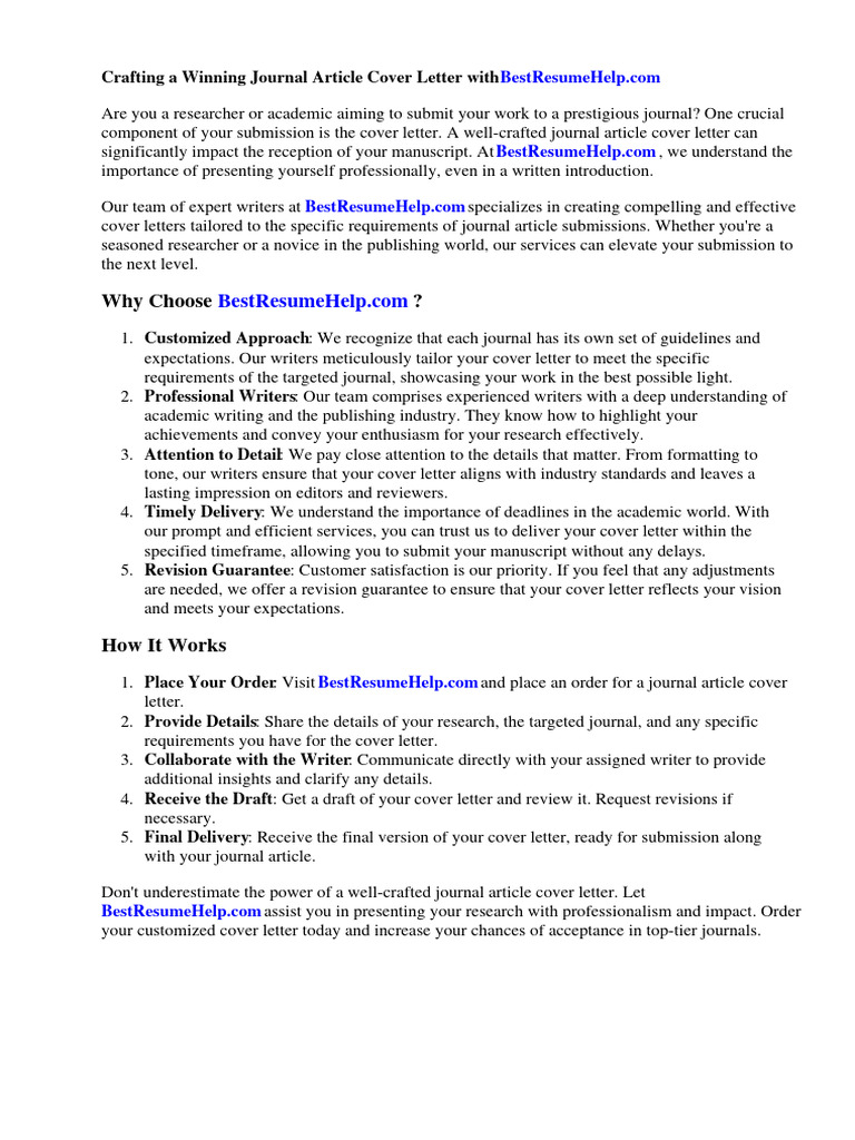Journal Article Cover Letter Sample | PDF | Academic Journal | Academic ...