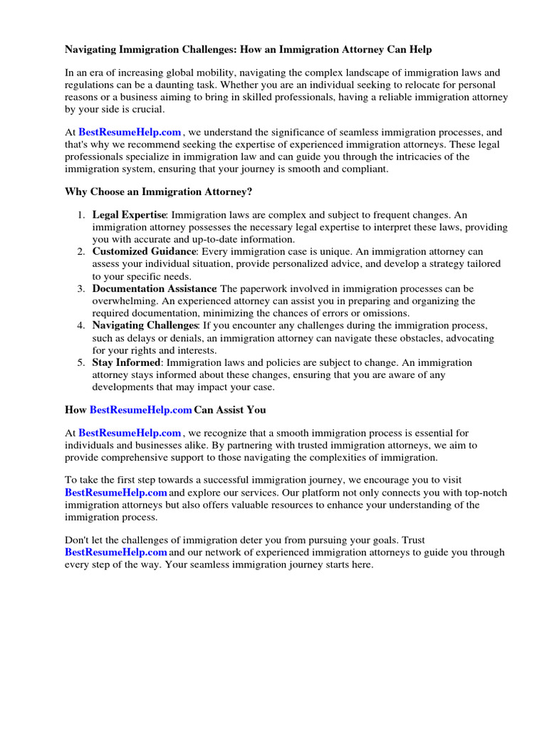 Immigration Attorney Cover Letter | PDF | Résumé | Immigration