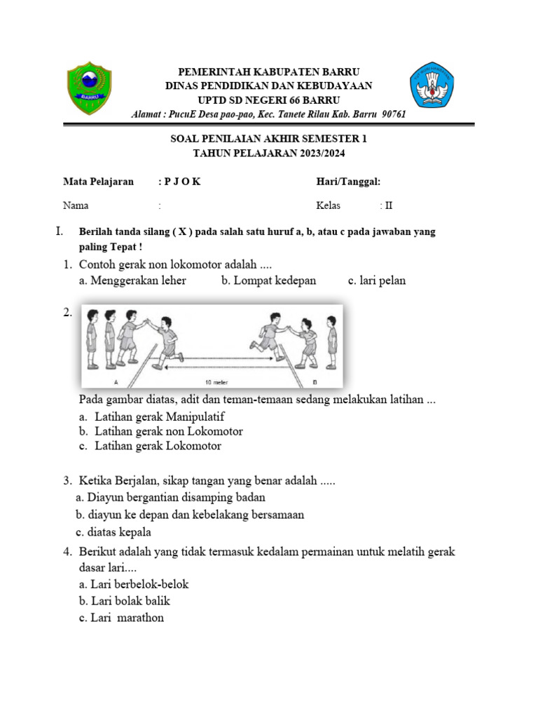 Soal PAS PJOK Kelas 2 | PDF | Olahraga & Rekreasi