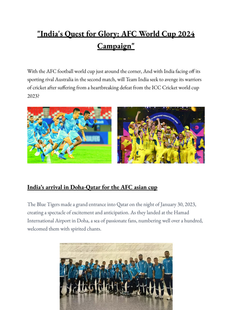 India's AFC Asian Cup 2023 Campaign | PDF | National Association ...