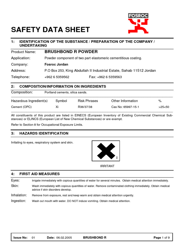 MSDS Brushbond R | PDF | Safety | Occupational Safety And Health