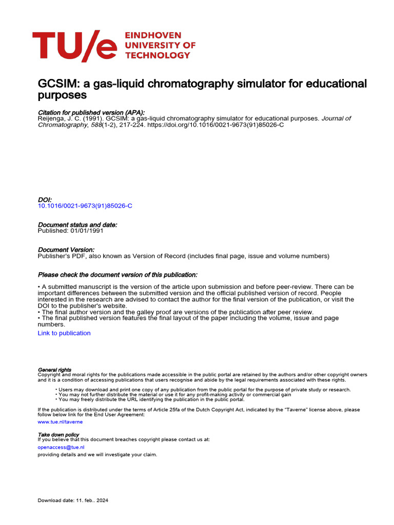 GCSIM: A Gas-Liquid Chromatography Simulator For Educational Purposes ...