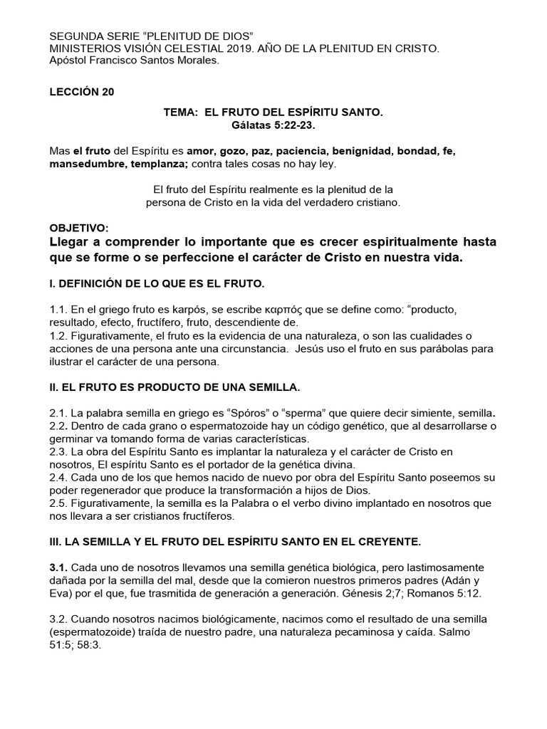 Significado del Fruto del Espíritu Santo | PDF | Fruto Del Espiritu ...