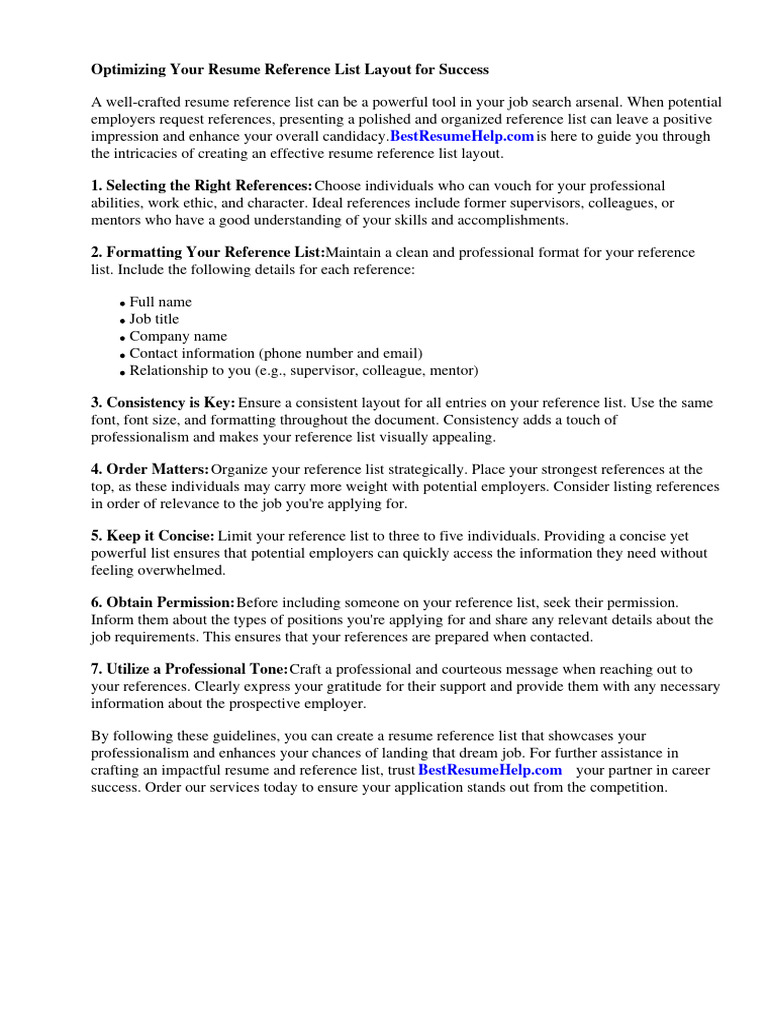 Resume Reference List Optimization Guide | PDF | Résumé | Linked In