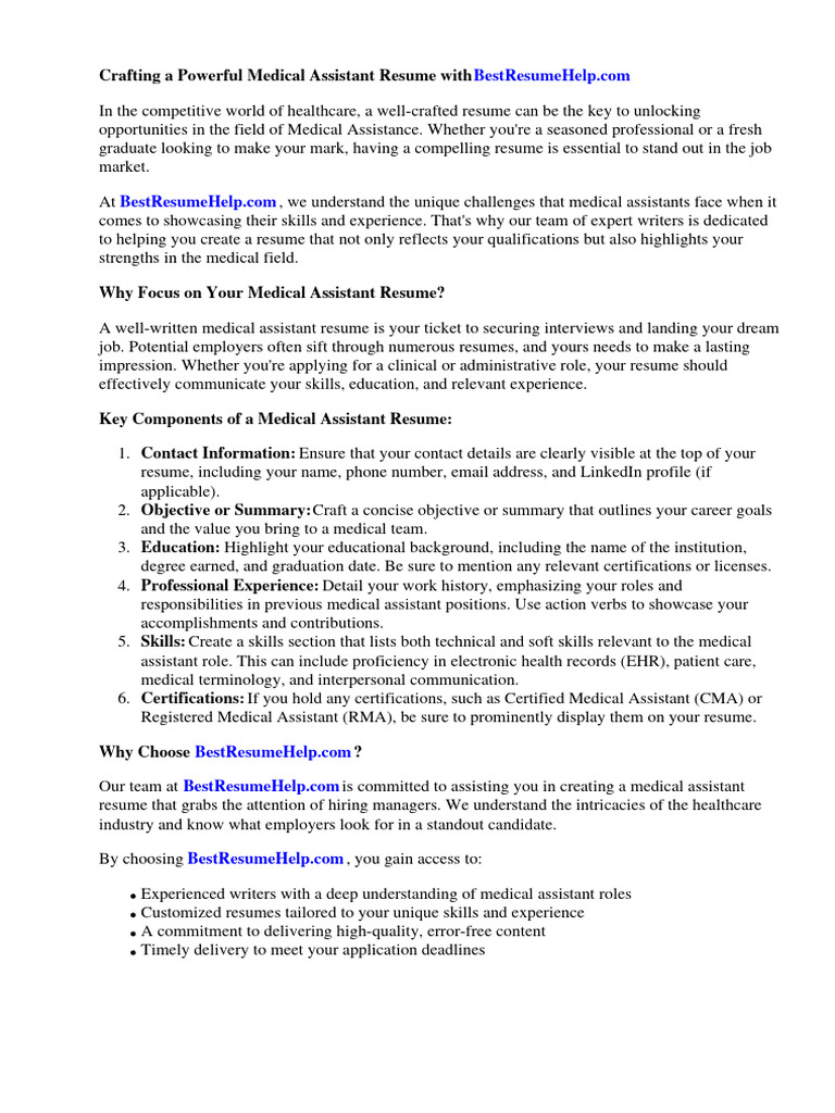 Medical Assistant Description For Resume | PDF | Résumé | Electronic ...