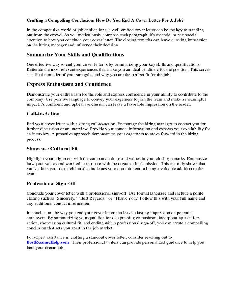 How Do You End A Cover Letter For A Job | PDF | Job Interview | Résumé