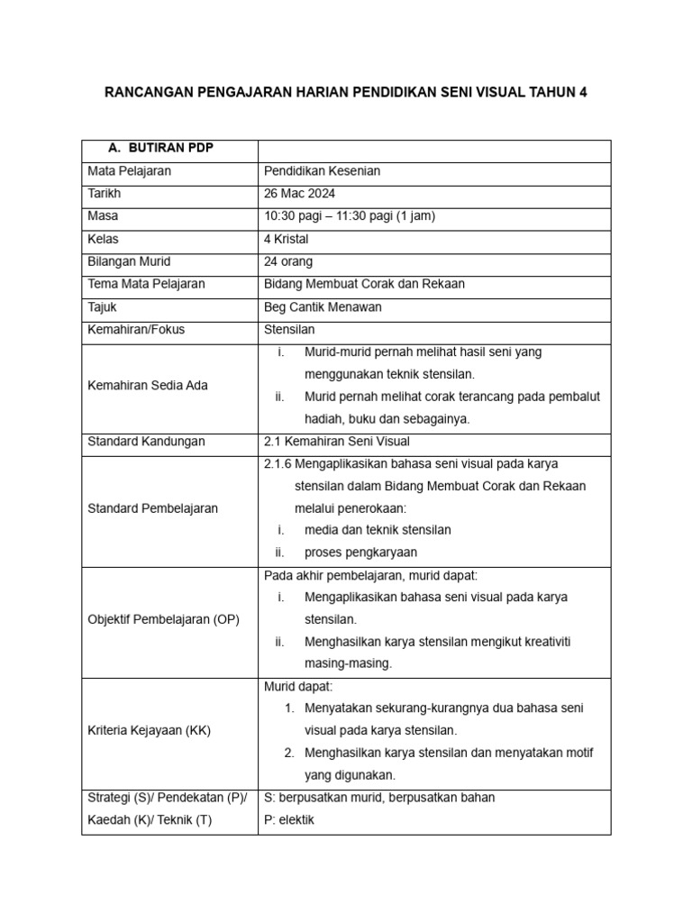 RPH Corak Rekaan 1 | PDF | Seni
