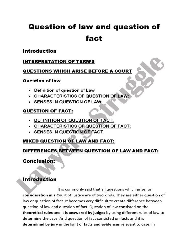 Question of Law | PDF | Question Of Law | Evidence (Law)