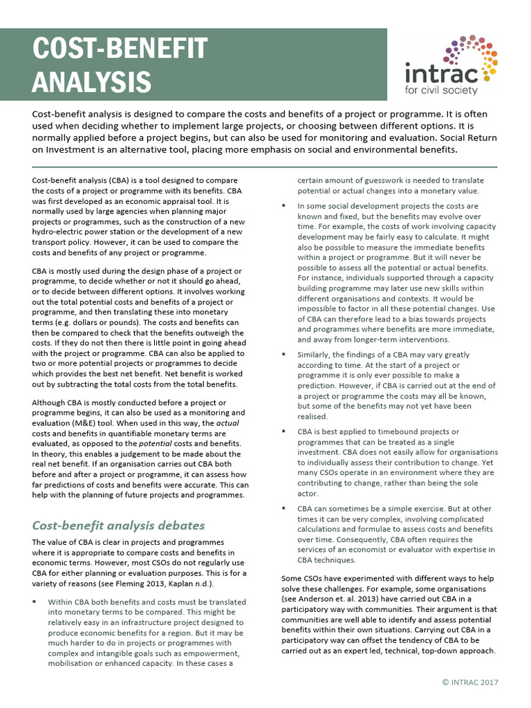 Cost-benefit-analysis | PDF | Cost–Benefit Analysis | Economies