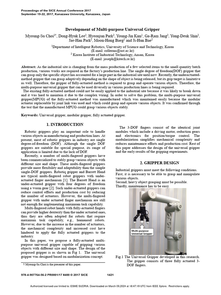Development of Multi-Purpose Universal Gripper | PDF