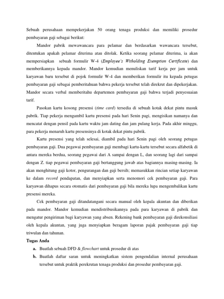 Kasus Penggajian (SIA) | PDF | Bisnis | Pengelolaan Keuangan & Uang