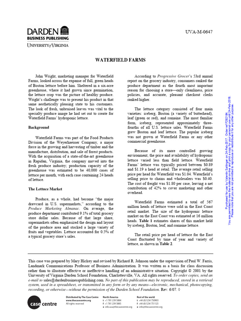 65bbd863427e1 Waterfield Farms | PDF | Grocery Store | Supermarket