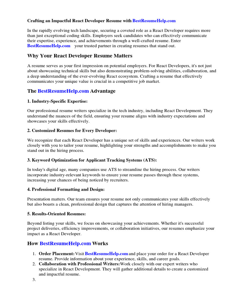 React Developer Resume | PDF | Résumé | Web Development