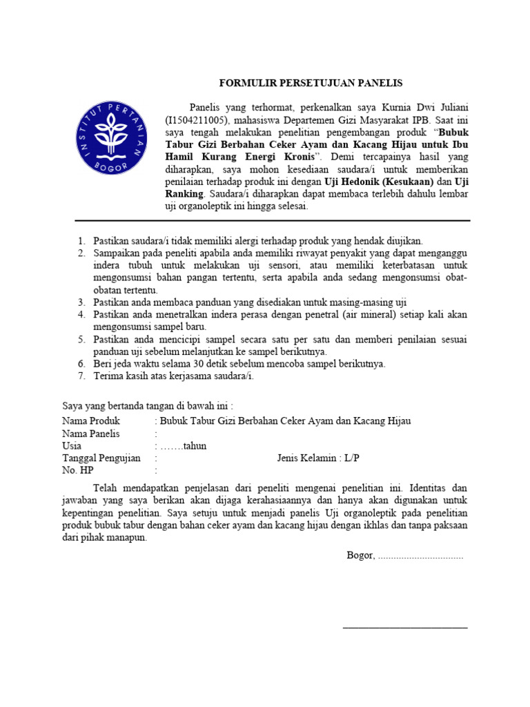 Form_Uji Hedonik Dan Ranking_Kurnia | PDF