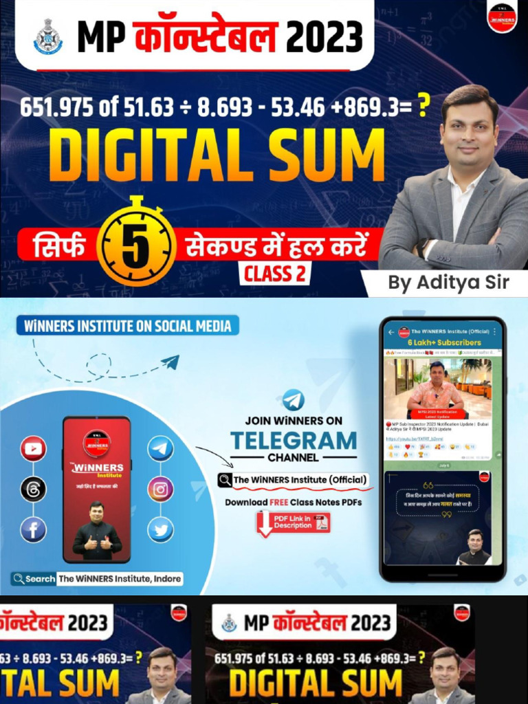 Digital Sum Class 2 Notes by Aditya Sir | PDF