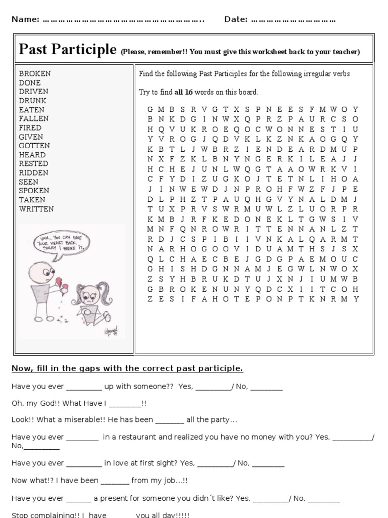 Irregular Verbs Past Participle Worksheet | PDF