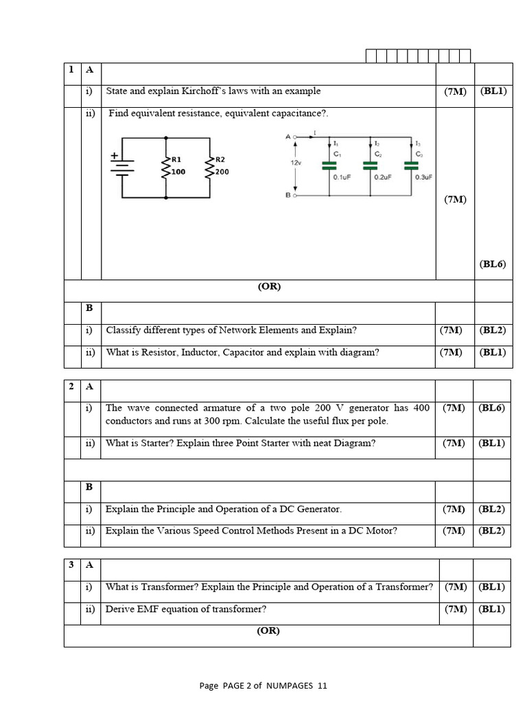 BEEE Final Question Bank | PDF | Electric Motor | Operational Amplifier