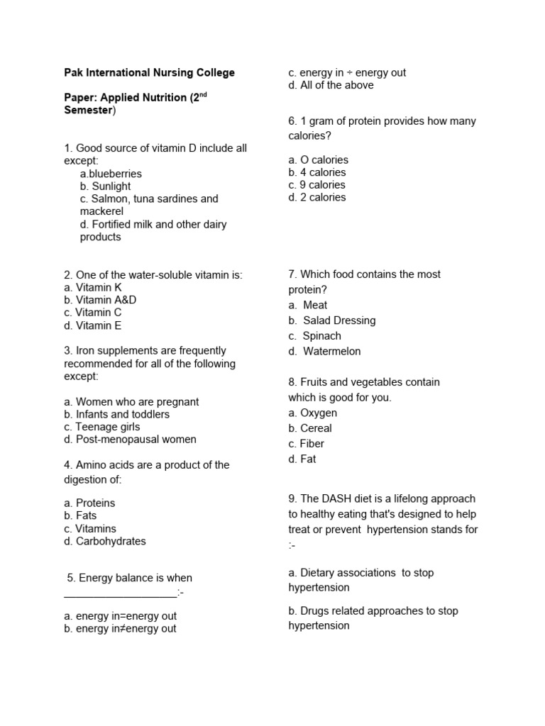A.nutrition Paper Khan | Download Free PDF | Foods | Vitamin