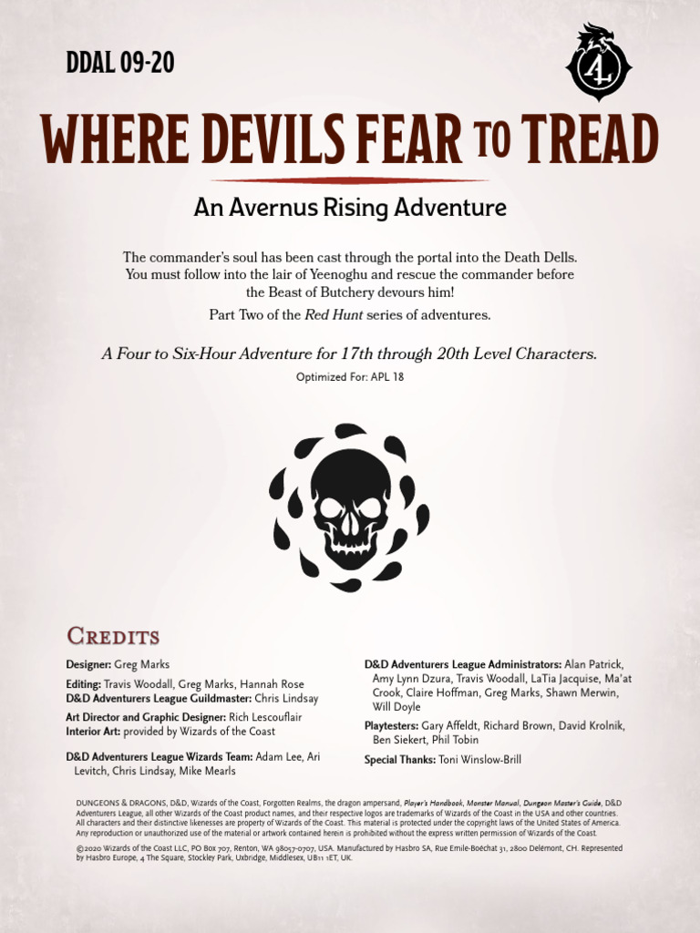 DDAL09-20 Where Devils Fear to Tread | PDF | Dungeons & Dragons | Wizards Of The Coast