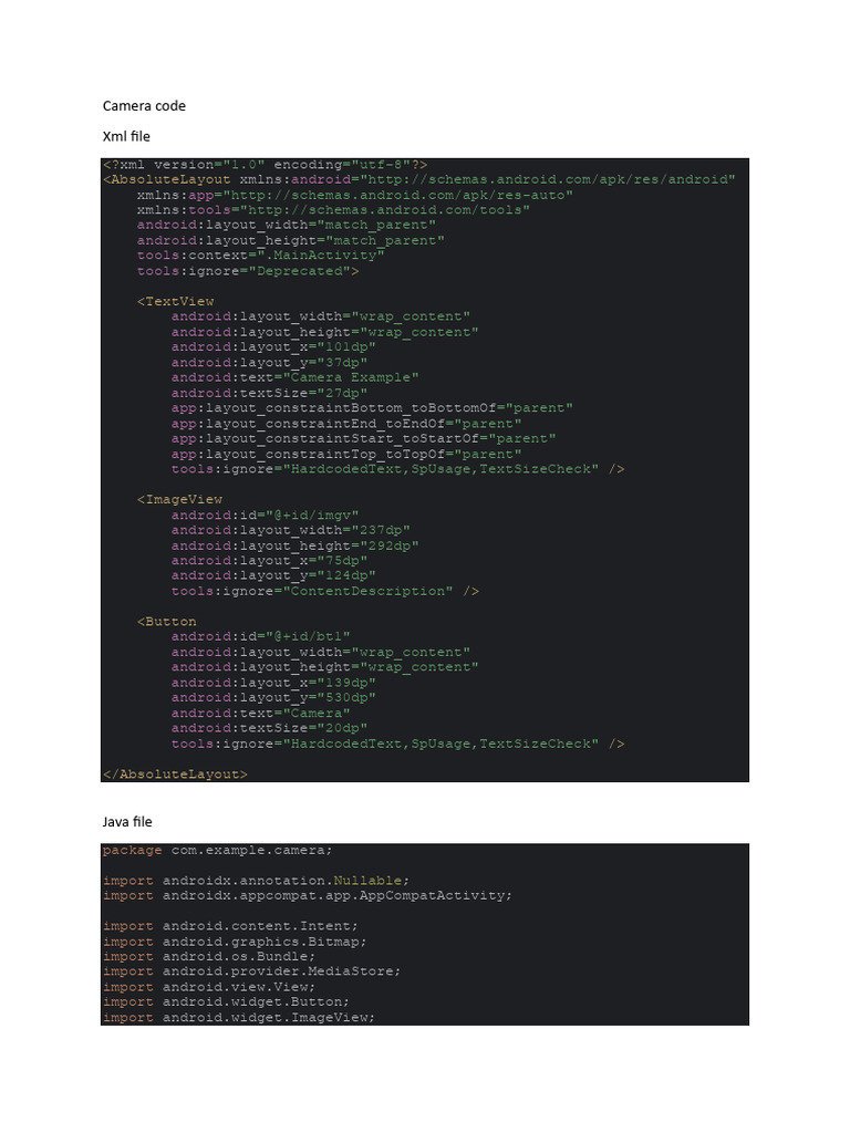 Camera and WiFi Toggle Android Code | PDF | Android (Operating System ...