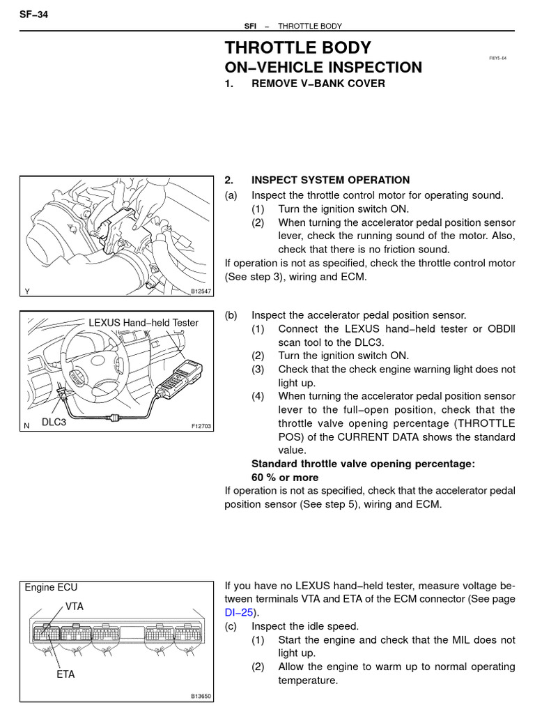 Throttle Body On Vehicle Inspection Pdf