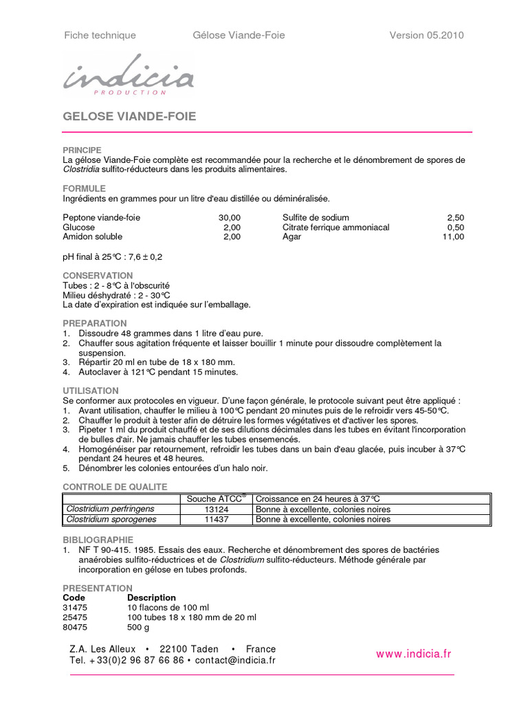 Fiche Technique Gélose Viande Foie | PDF | Microbiologie
