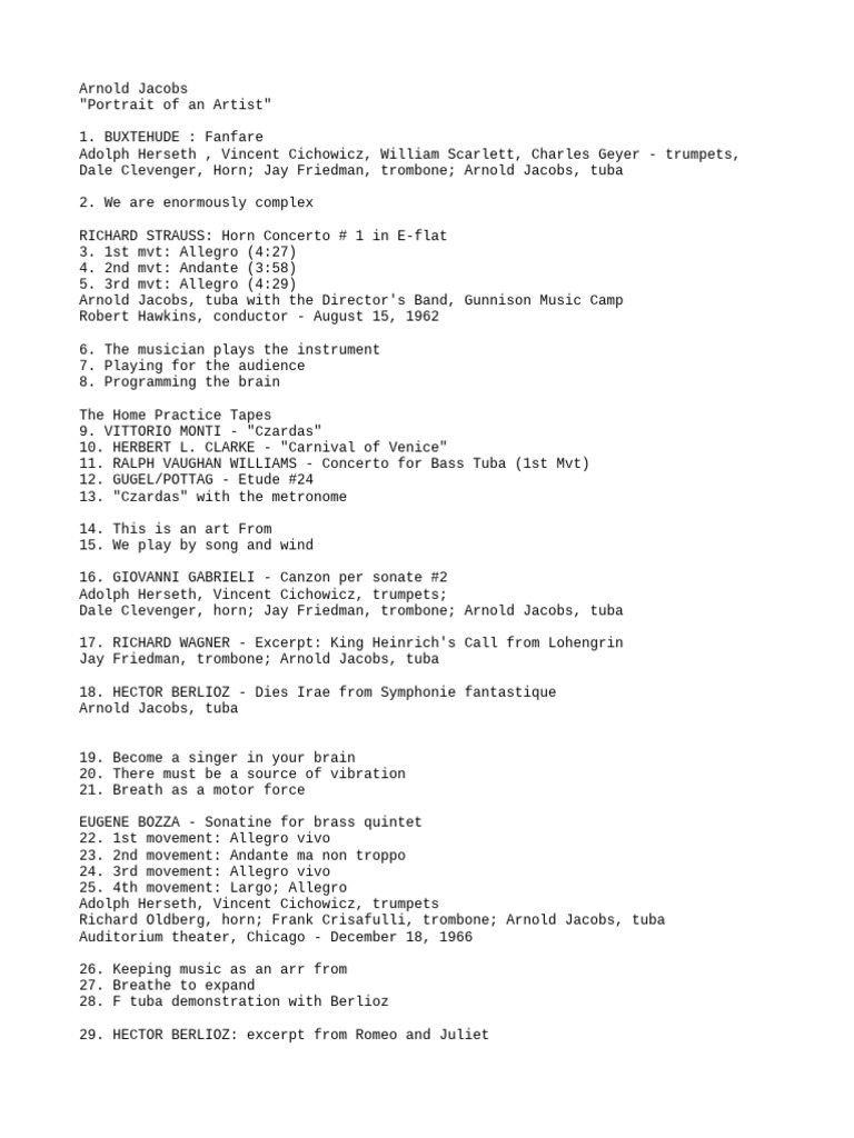 Arnold Jacobs-Portrait of An Artist | PDF | Orchestras | Classical Music