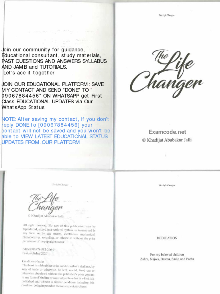 The Life Changer (Jamb Novel by Khadija Abubakar Jalli) | PDF | Career ...
