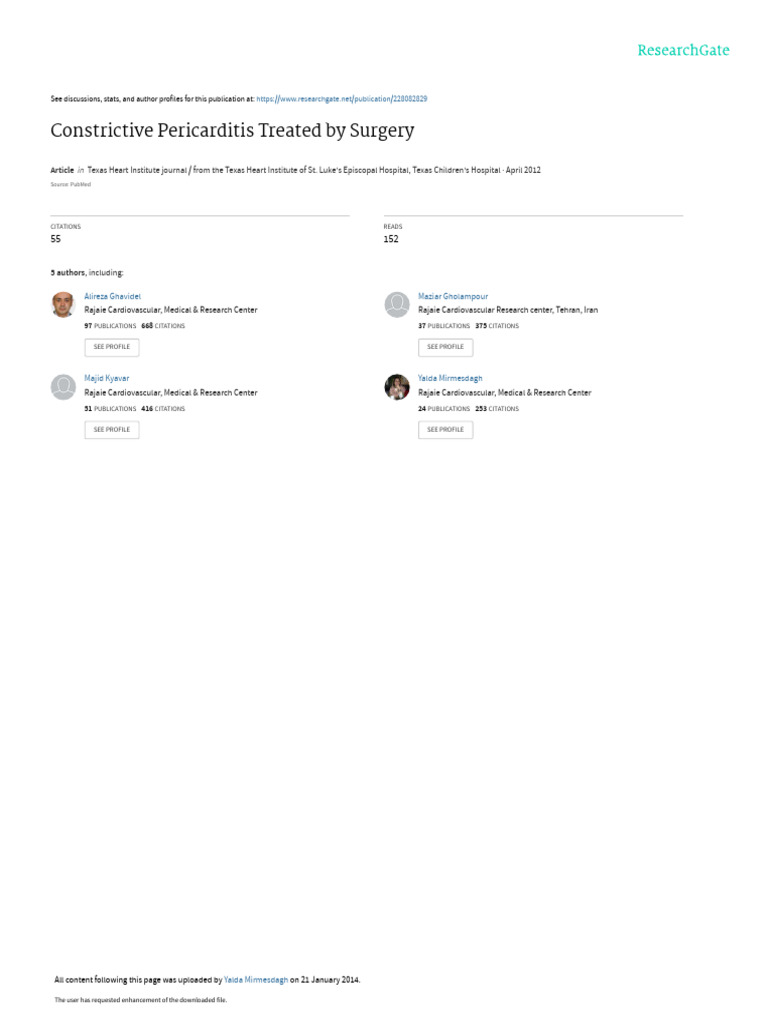 Constrictive Pericarditis Treated by Surgery | PDF | Heart Valve | Heart